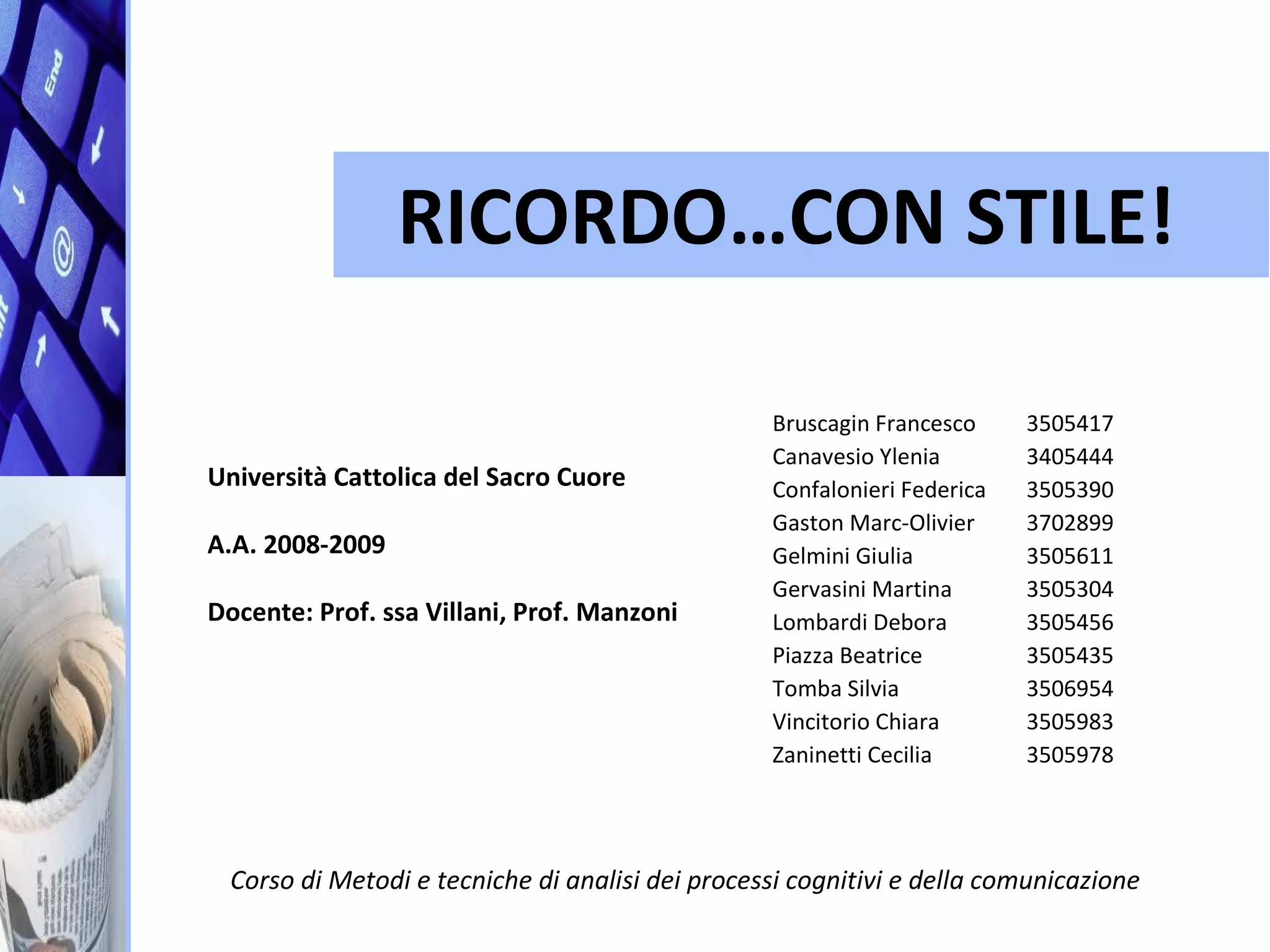 Ricordo...con stile!! | PPT