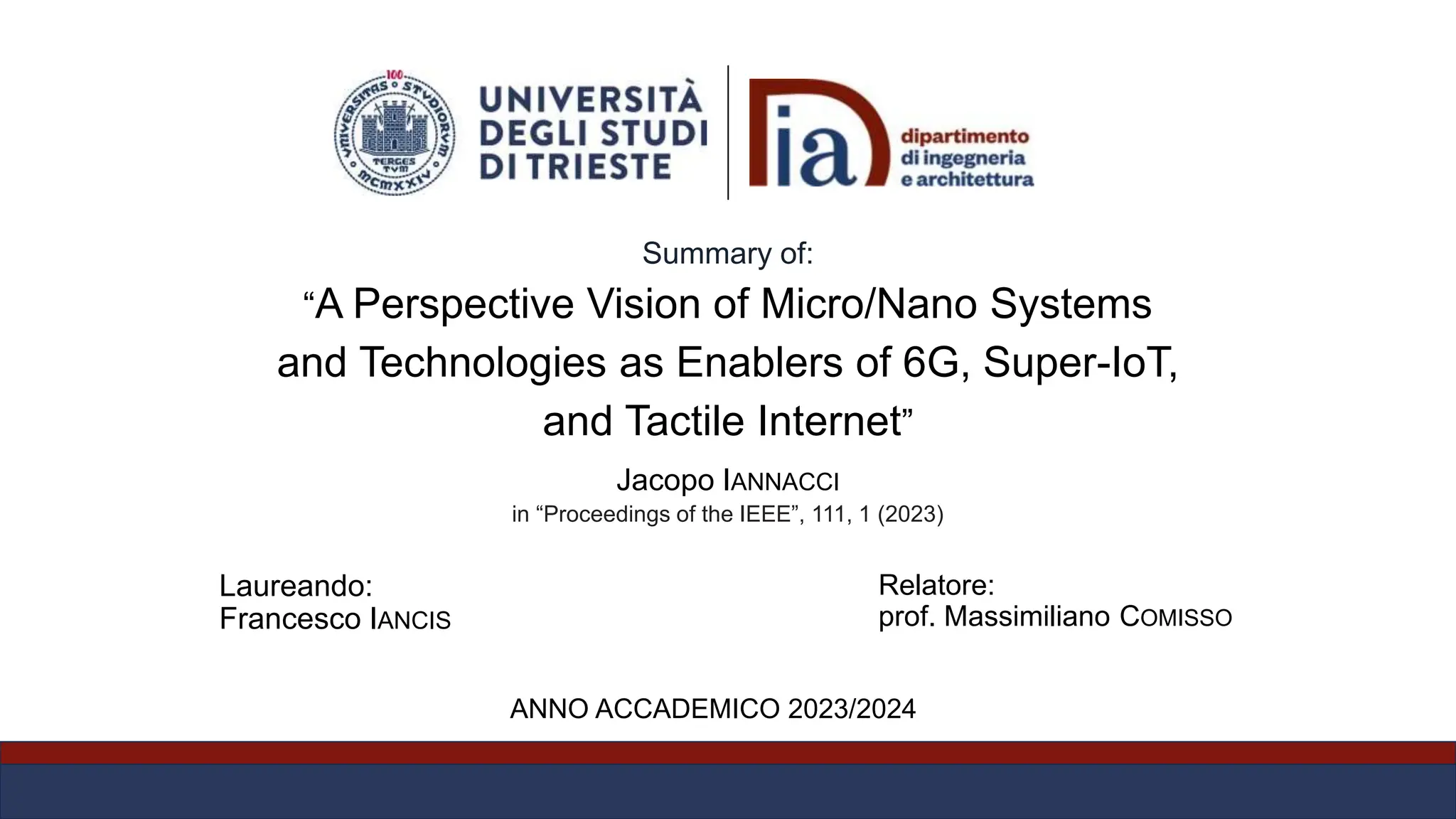Summary of: “A Perspective Vision of Micro/Nano Systems and ...