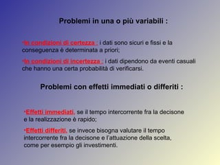 Problemi di scelta nel caso continuo | PPT