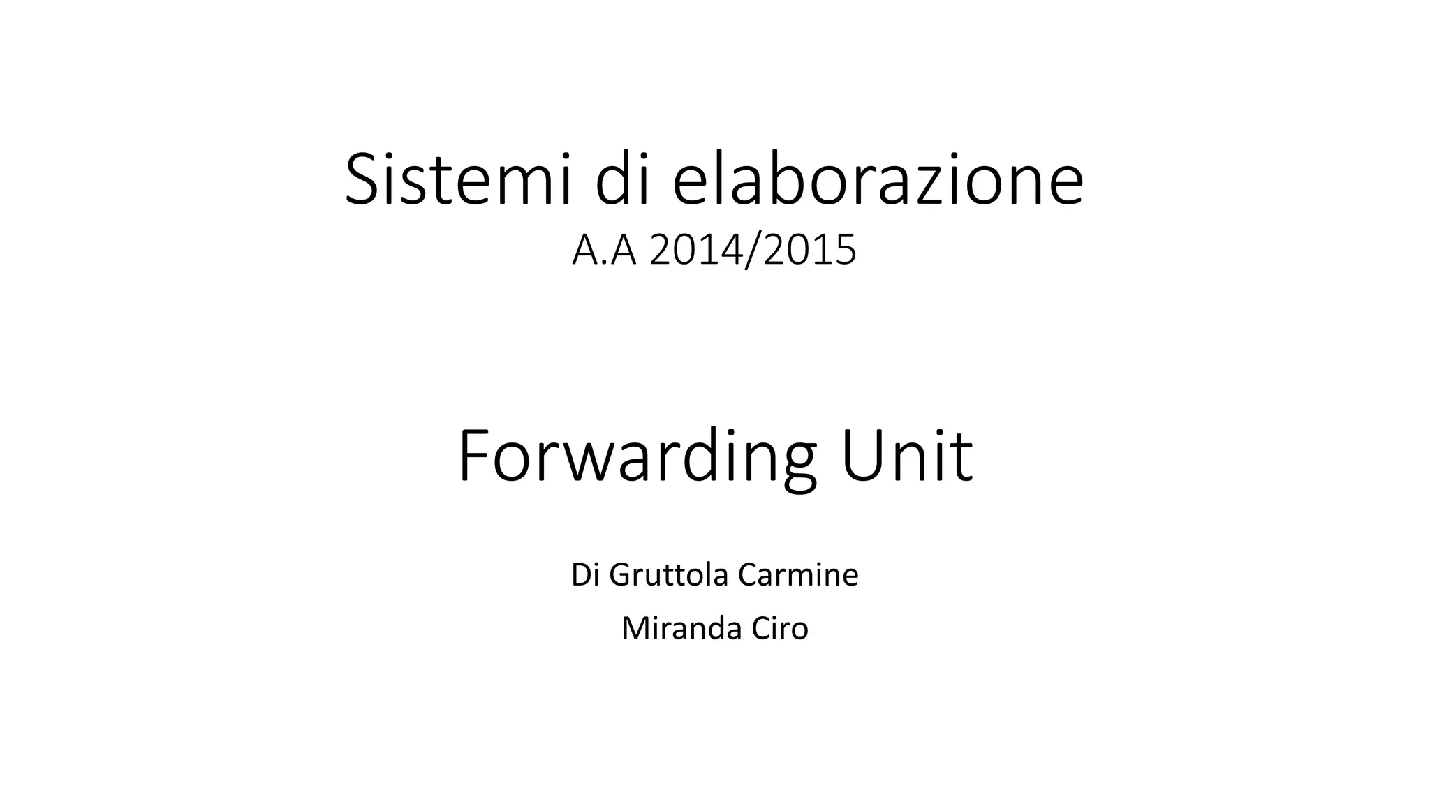 Forwarding Unit | PPTX