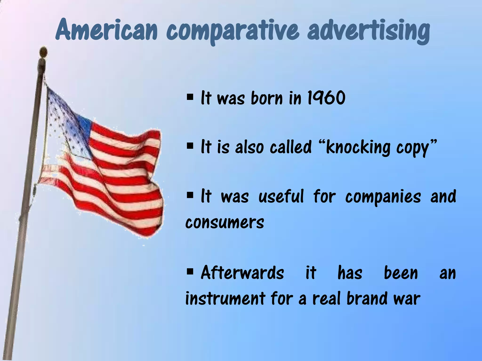 Presentazione "The comparative advertising" | PPT