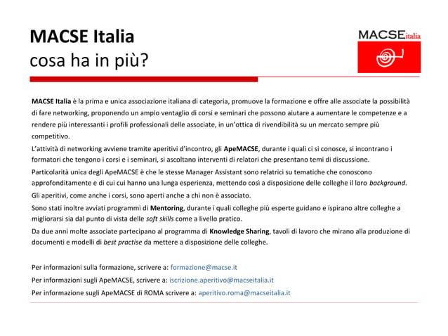 Presentazione MACSE Italia | PPT