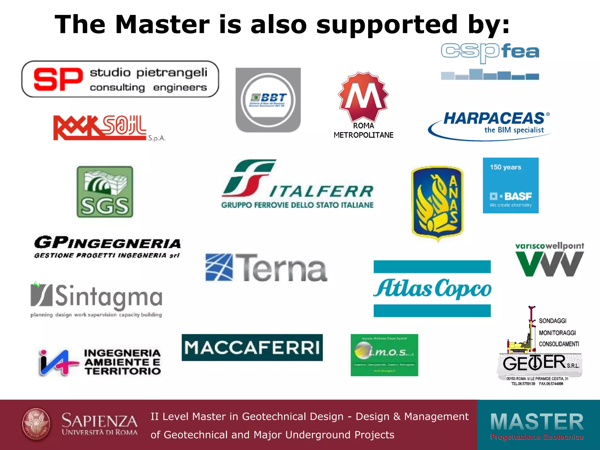 II Level Master in Geotechnical Design: Design & Management of ...