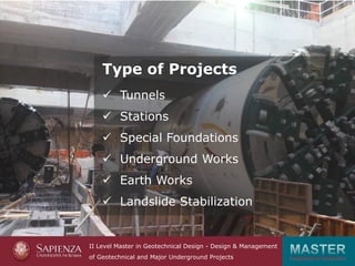 II Level Master in Geotechnical Design: Design & Management of ...