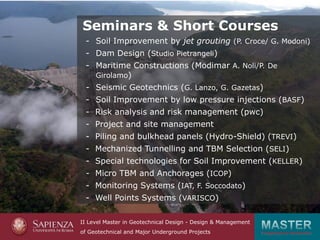 II Level Master in Geotechnical Design: Design & Management of ...