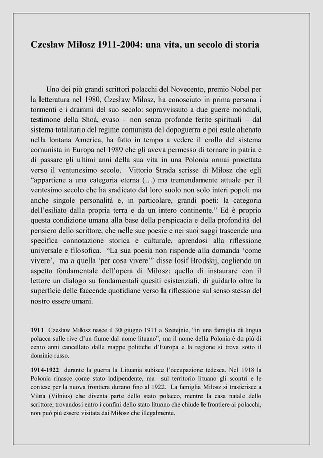 Presentazione mostra milosz | PDF