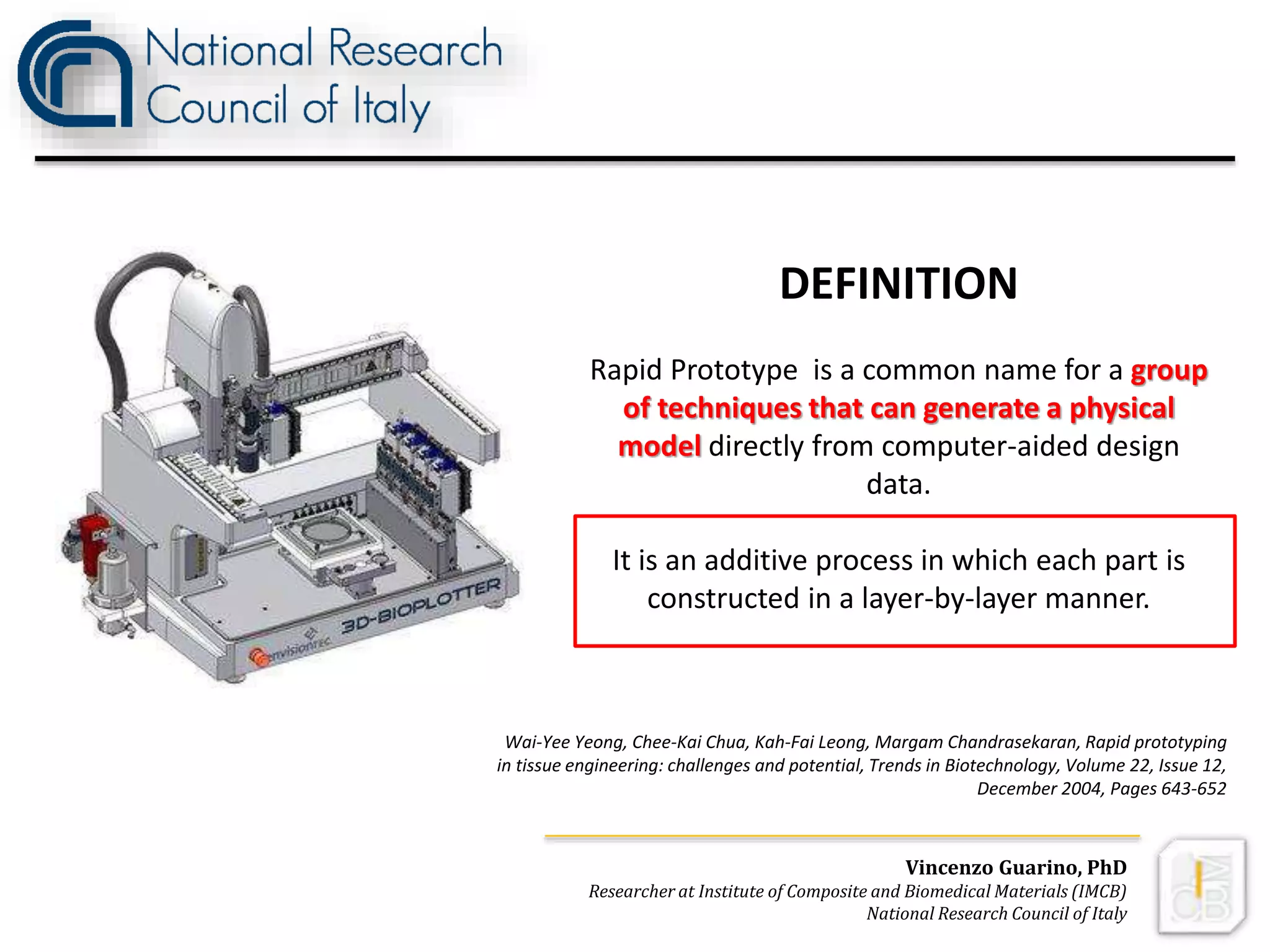 Rapid prototyping tecnique in rigenerative medicine | PPTX