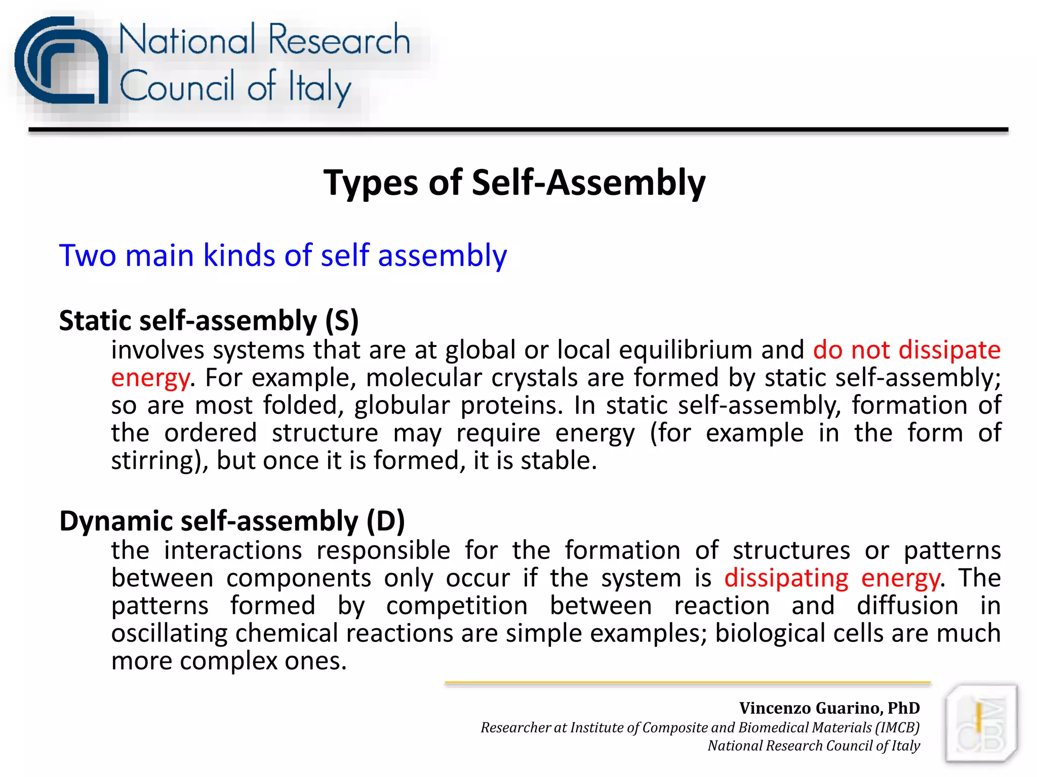 Self assembly technique in rigenerative medicine | PPTX