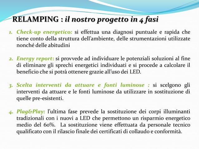 Presentazione servizio relamping | PPT | Free Download