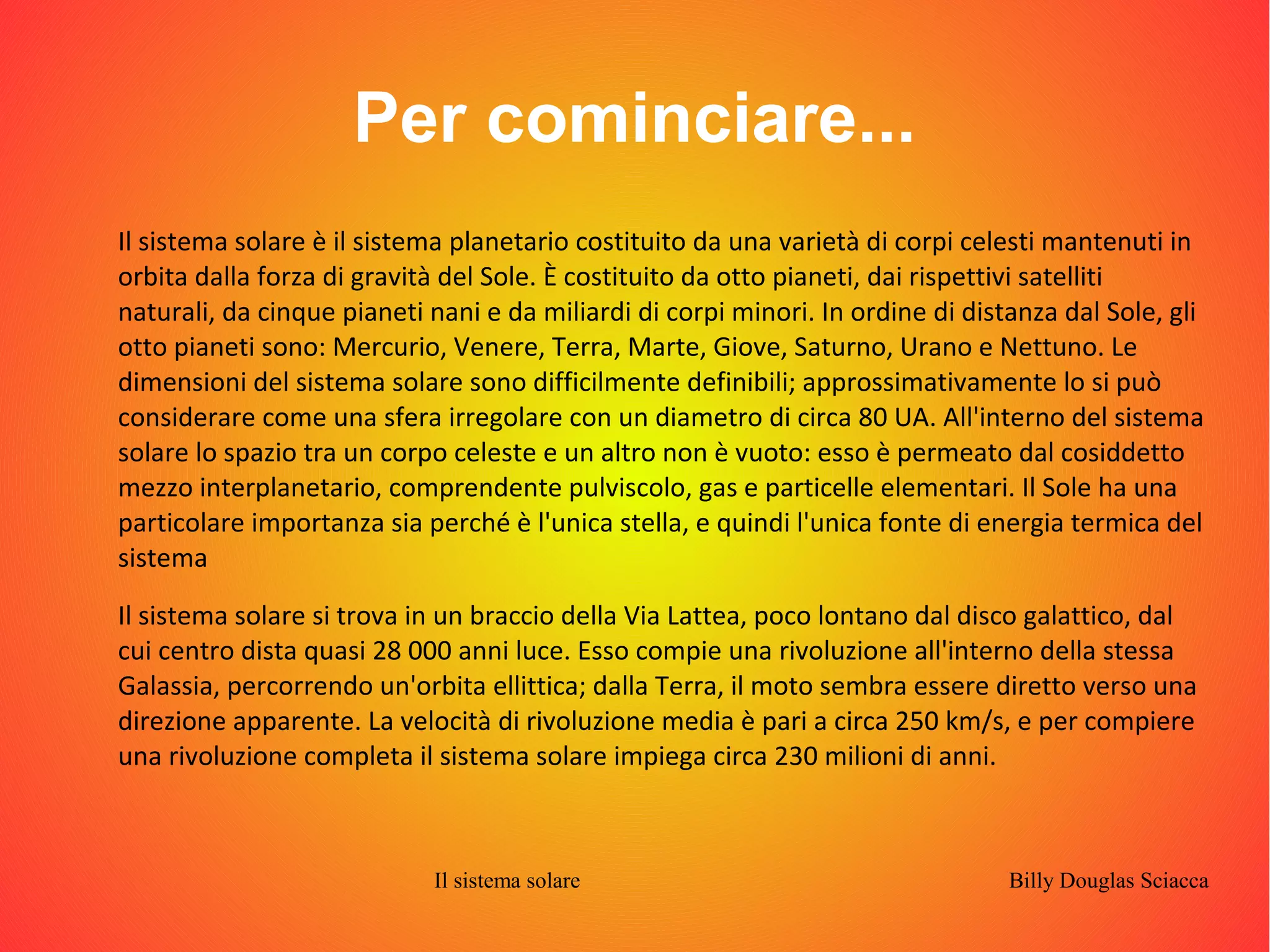 Presentazione sistema solare | ODP
