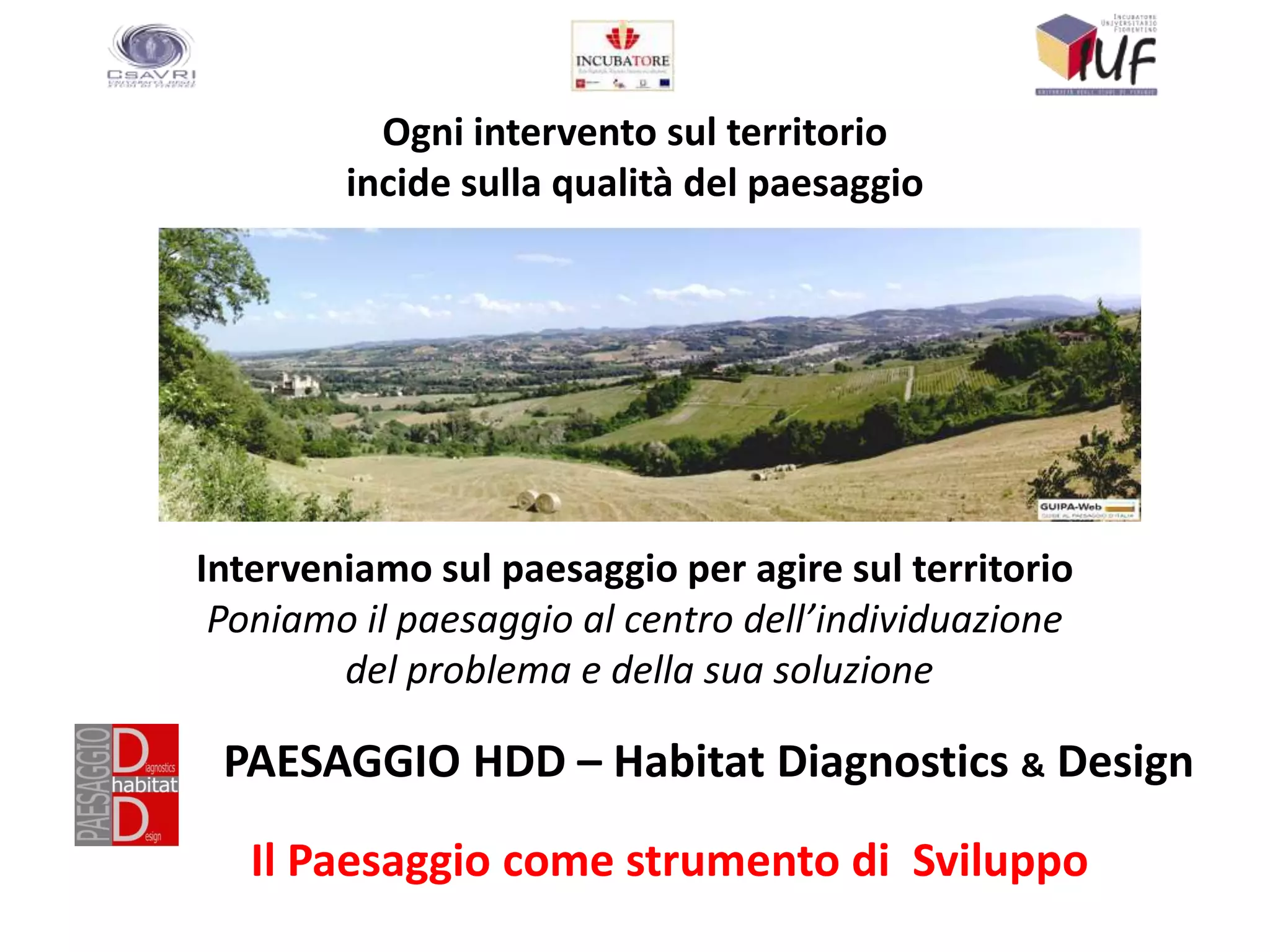 PAESAGGIO HDD Habitat Diagnostic&Design. Il Paesaggio come strumento di ...