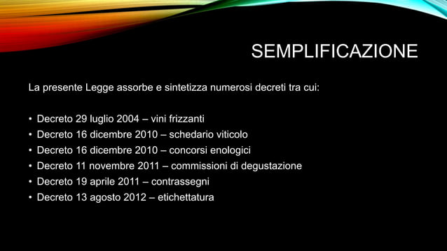 Presentazione Testo Unico del VIno | PPTX | Agriculture | Industries