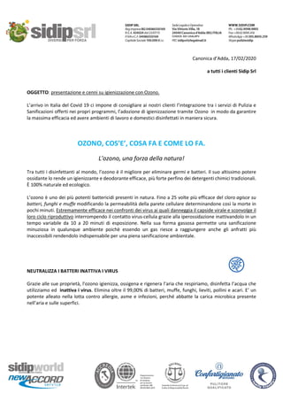 Presentazione trattamento ad ozono Sidip srl | PDF