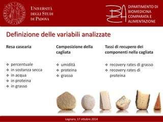 Studio delle relazioni tra composizione della proteina, resa casearia ...