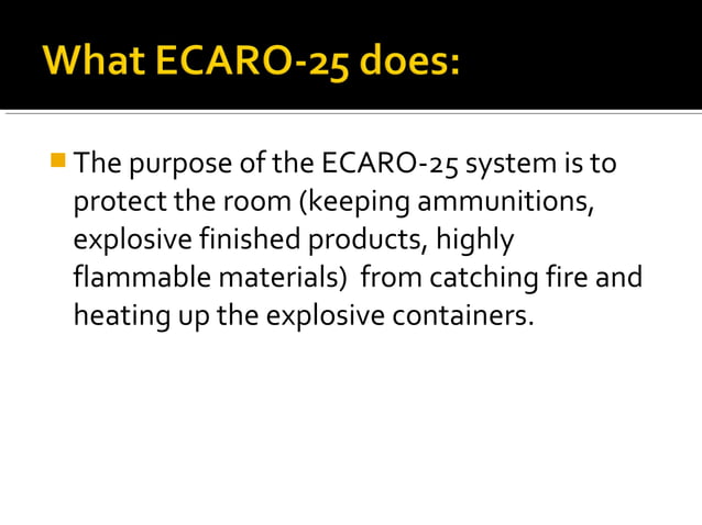 Fire extinguishers Ecaro-25 as explosion suppression | PPT