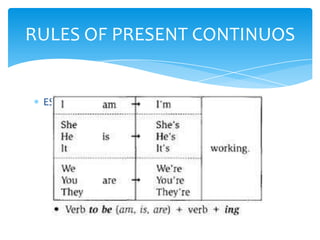 ESCUELA DE IDIOMAS ADRIAN ALMEIDA PRESENT CONTINUOS STRUCTURE | PPT