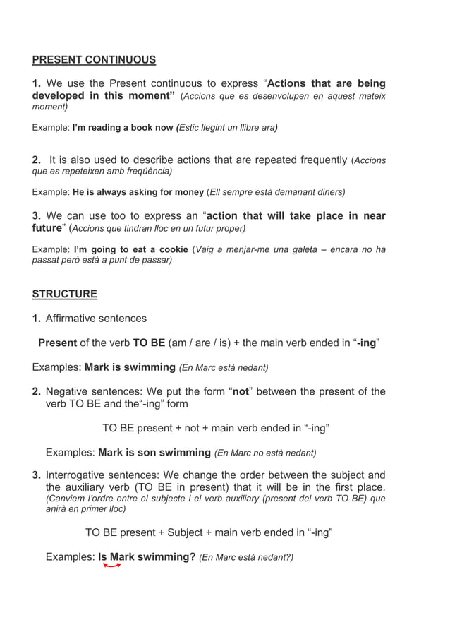 Present continuous | DOCX