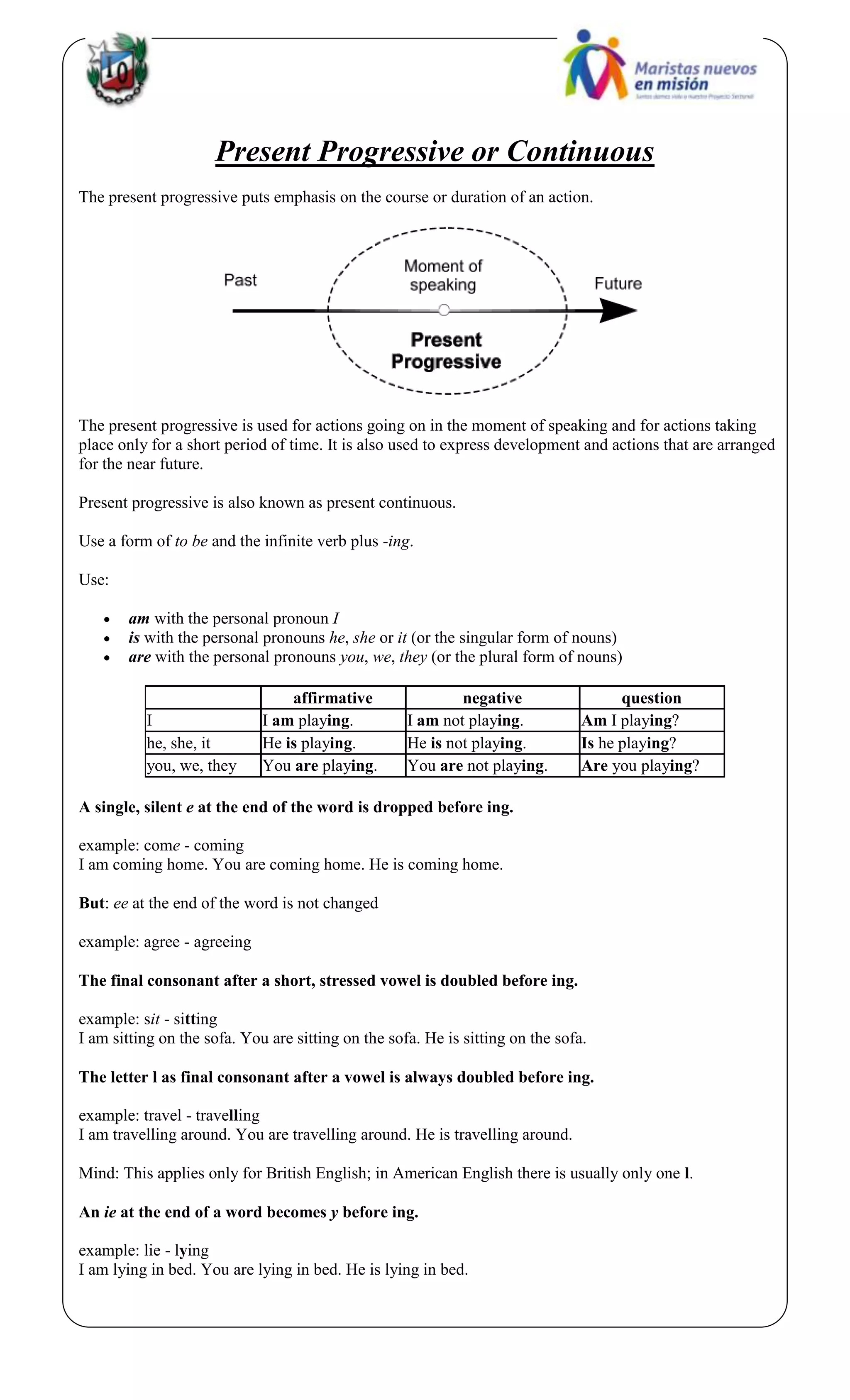 Present continuous | PDF