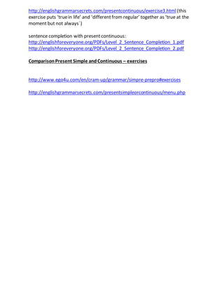 Present continuous exercises | DOCX