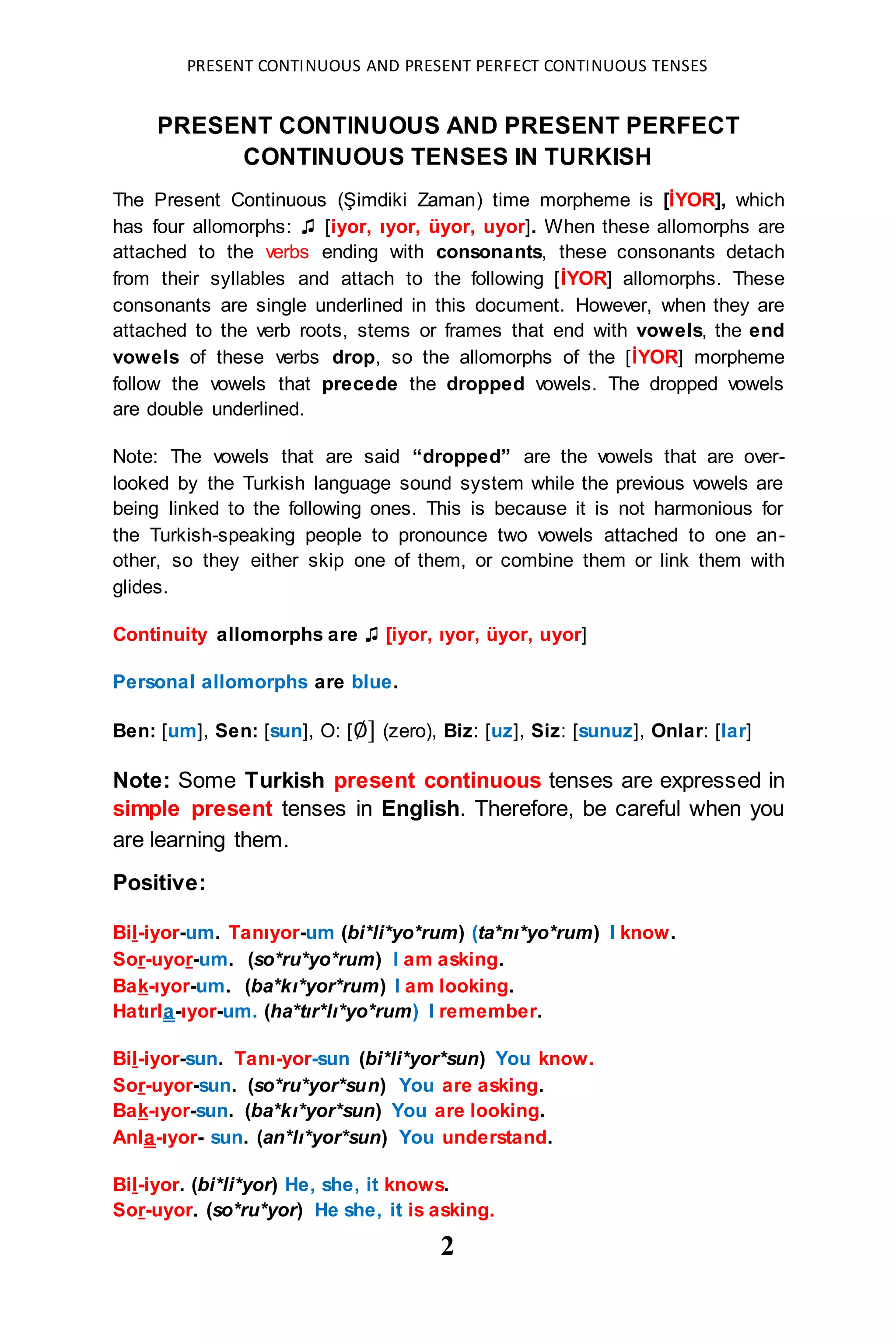Present continuous and present perfect continuous tenses in turkish ...