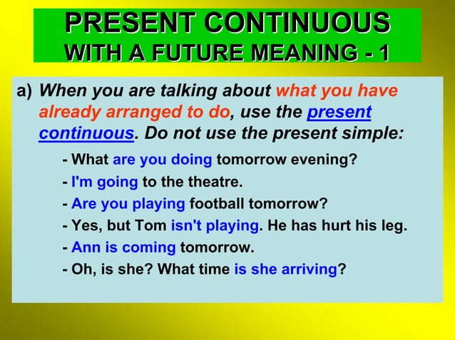 Present Continuous Future | PDF