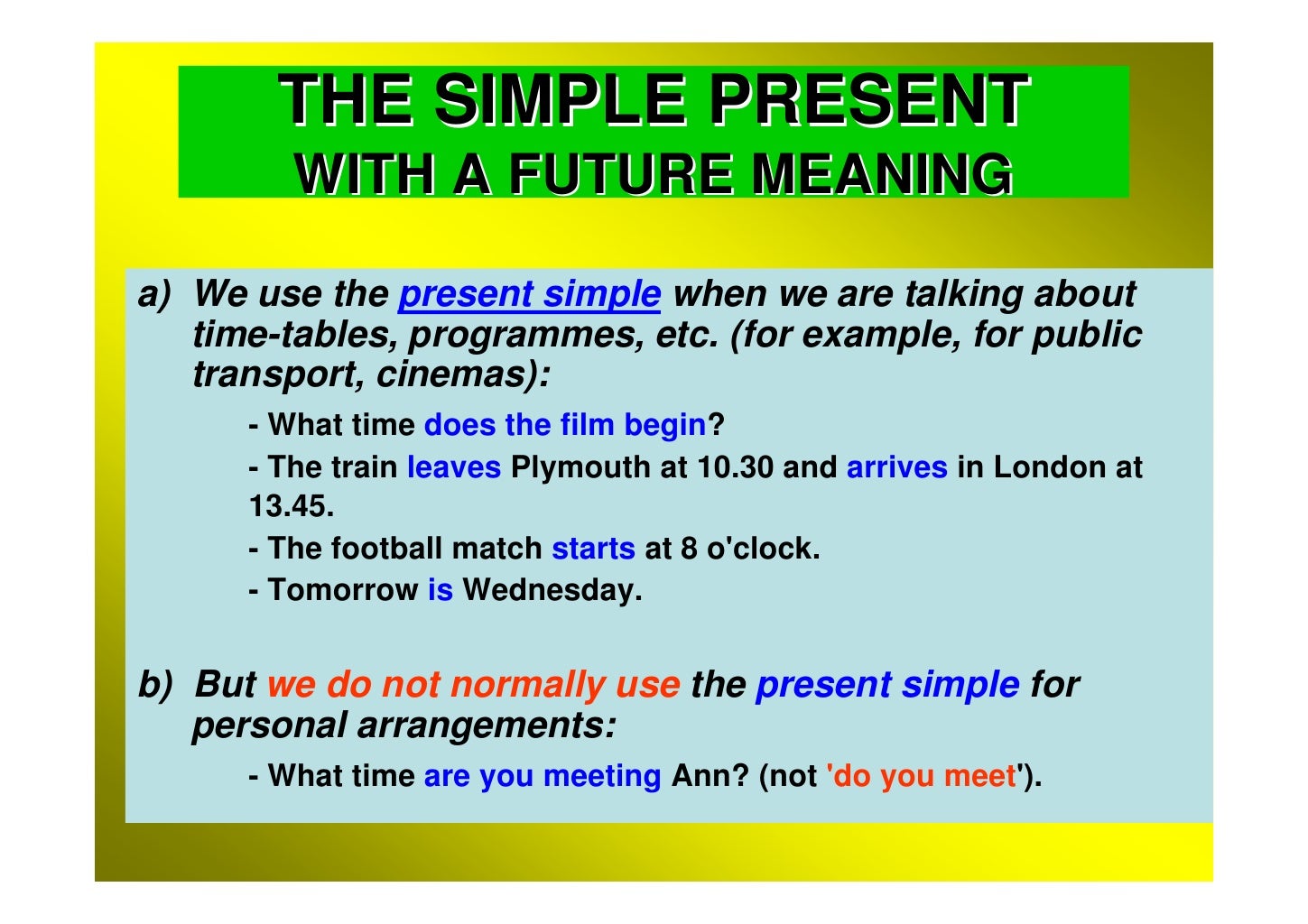 Present Continuous Future