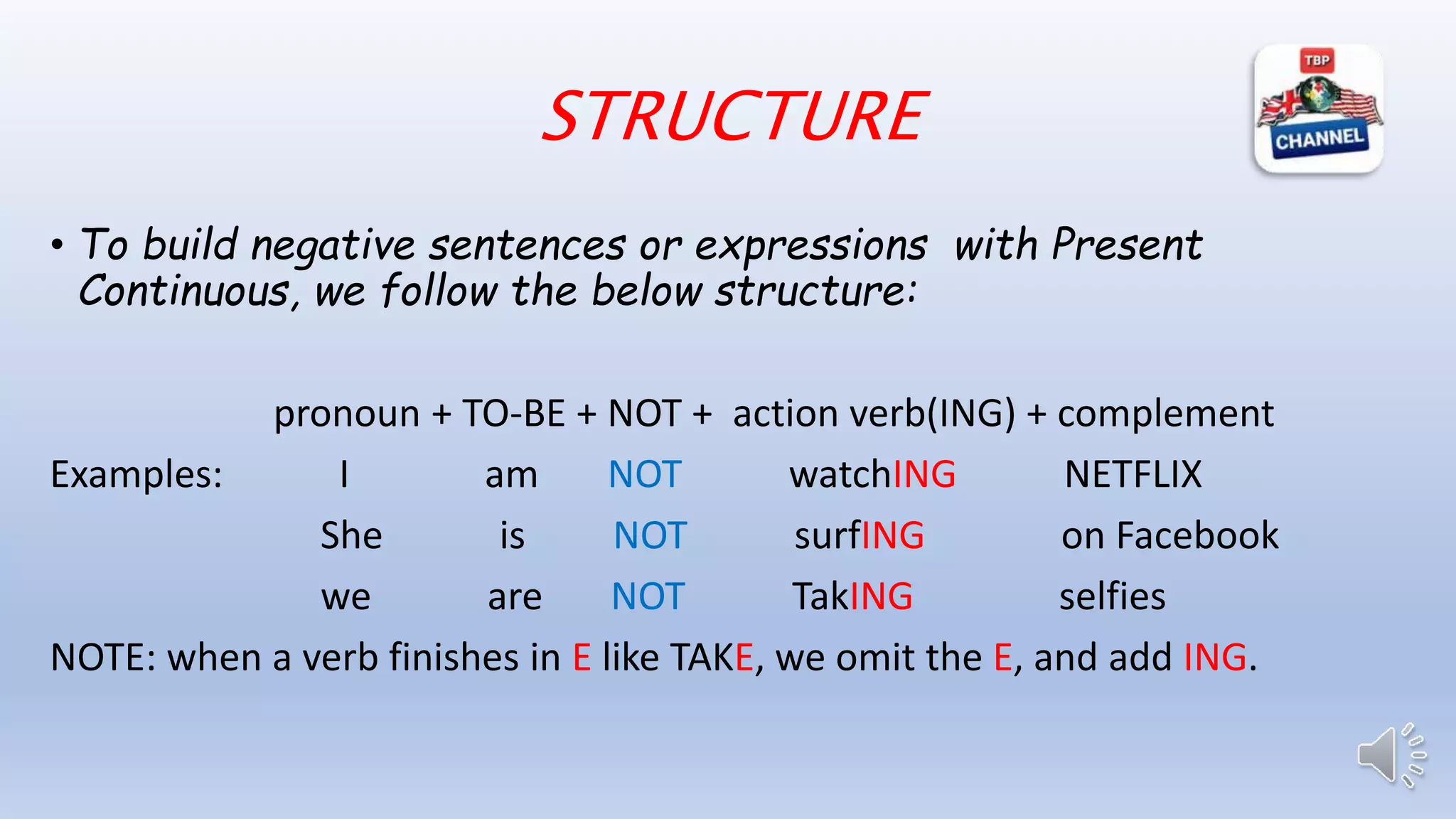 Present continuous negative statements | PPTX
