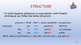 Present continuous negative statements | PPTX