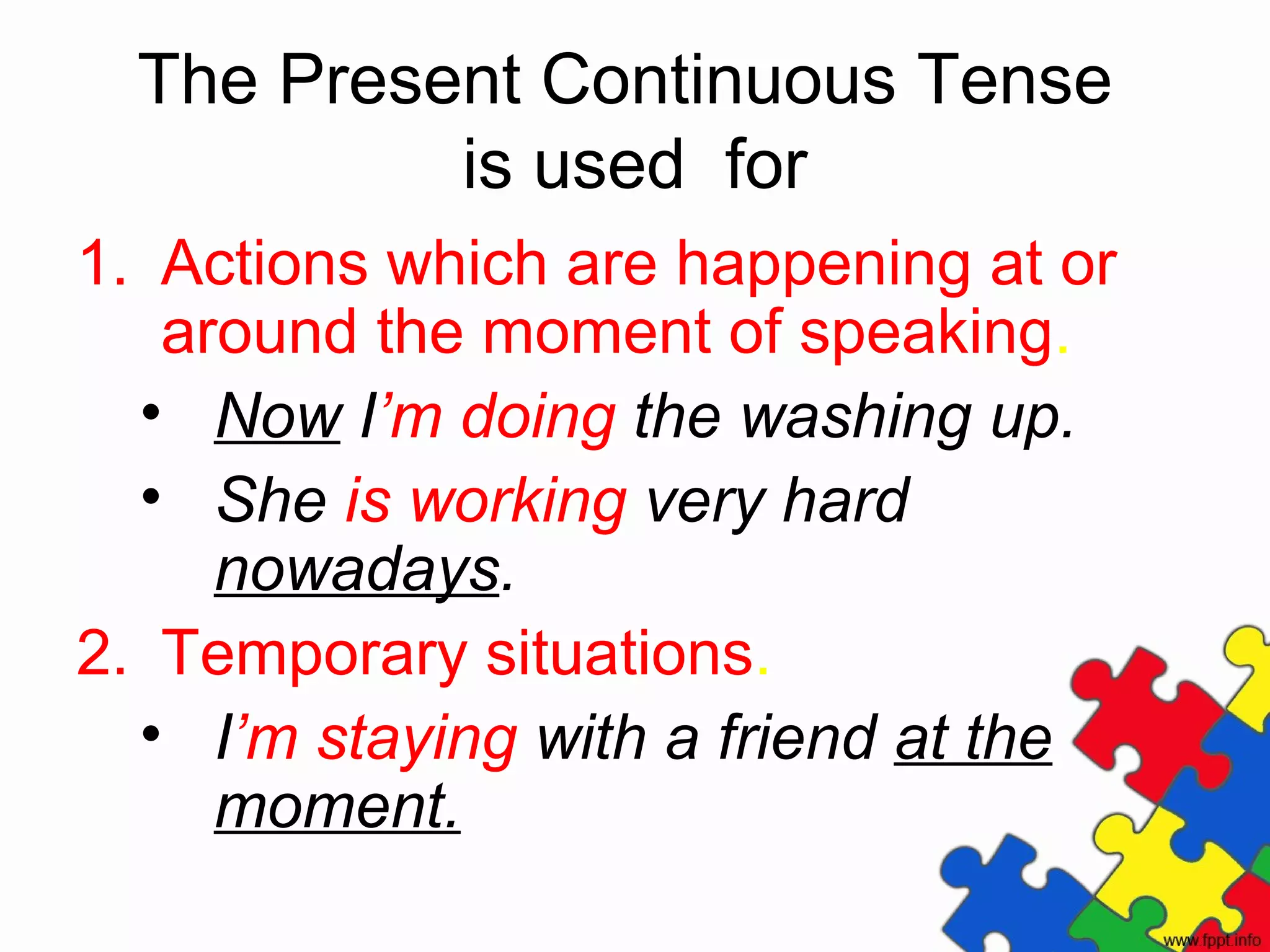 Present continuous in english | PPT