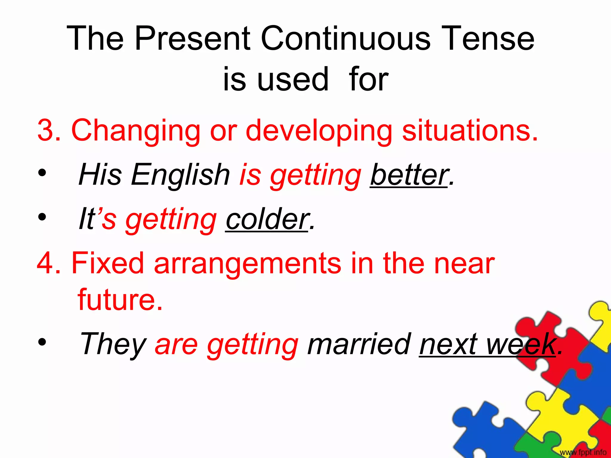 Present continuous in english | PPT