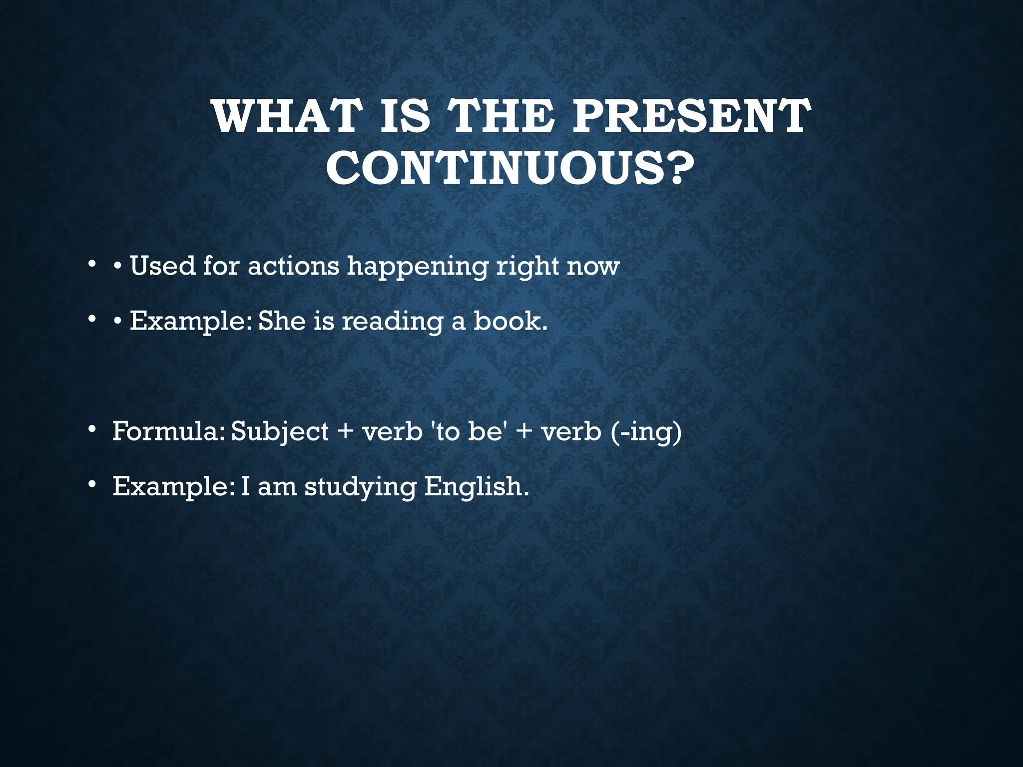 Present Continuous Presentation (conceito e exemplos) | PPTX