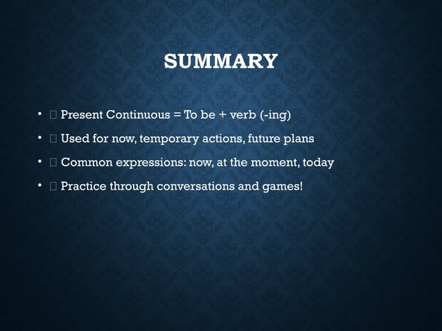 Present Continuous Presentation (conceito e exemplos) | PPTX