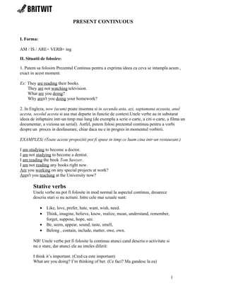 Present continuous romana | PDF