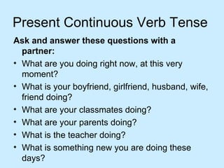Present continuous tense | PPT | Family and Relationships