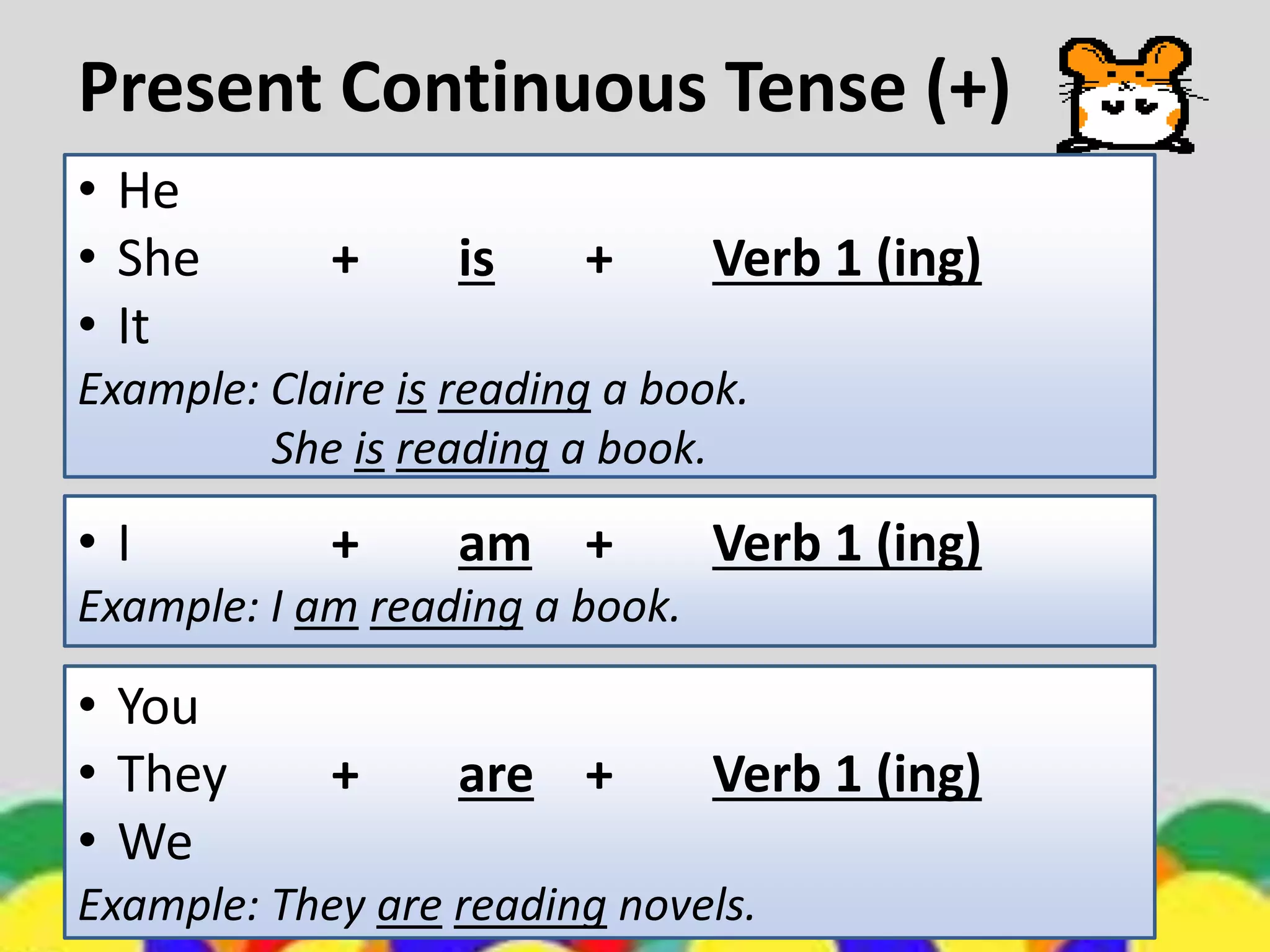 Present continuous tense affirmative statement | PPTX