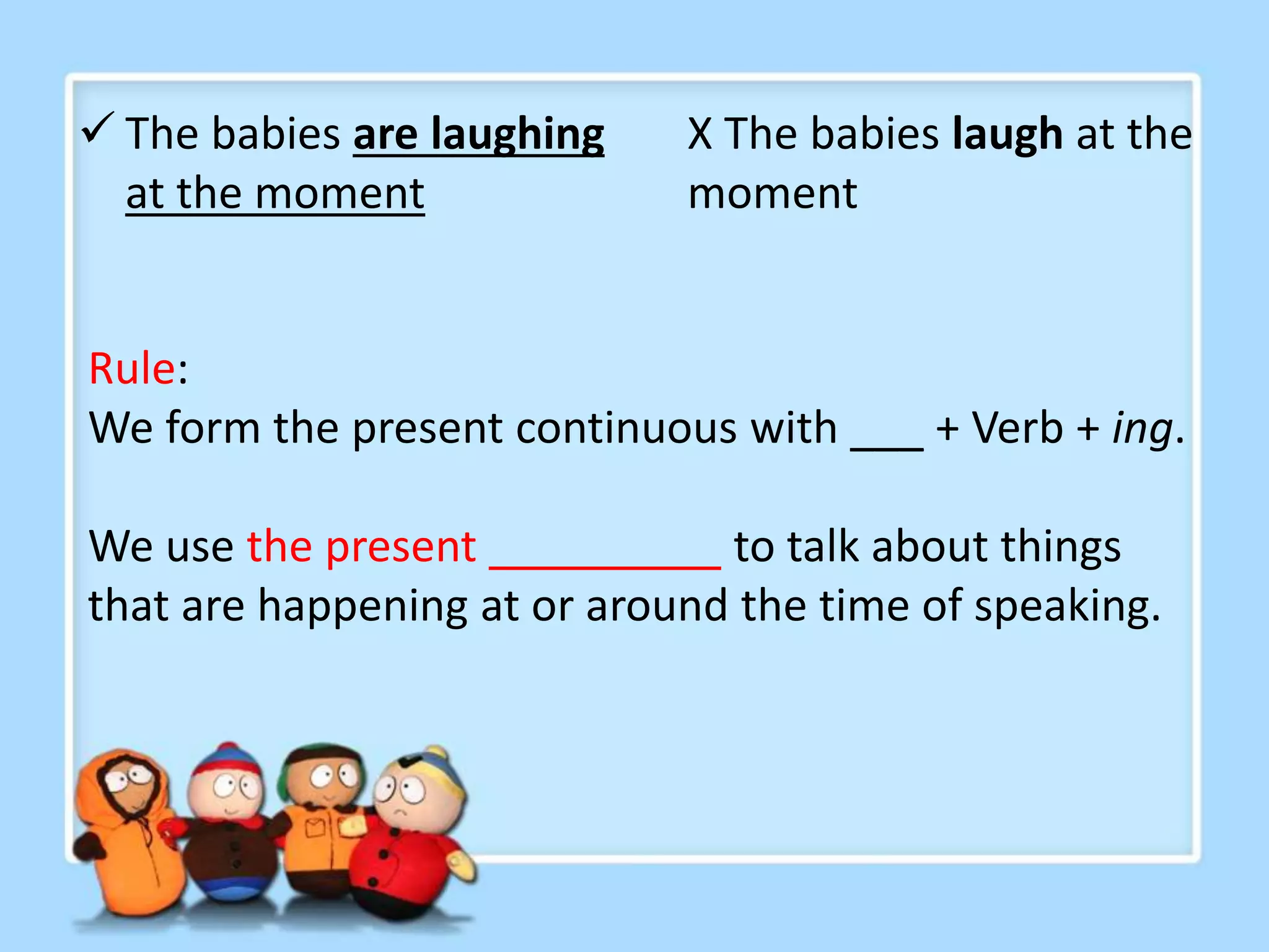 Present continuous tense negative statement | PPTX