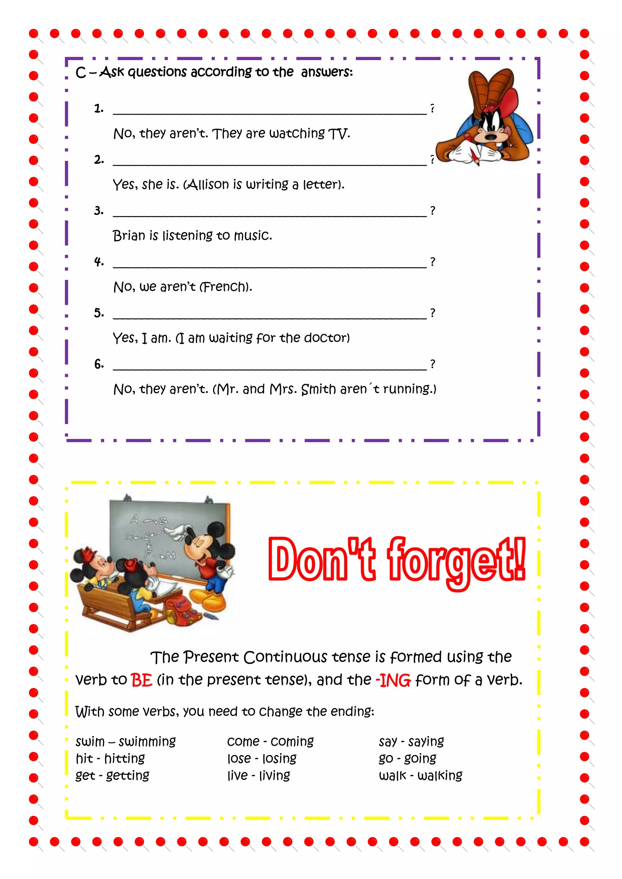 Present Continuous Worksheet | DOCX