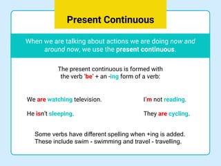 present continuous lesson, exercises and games | PPT