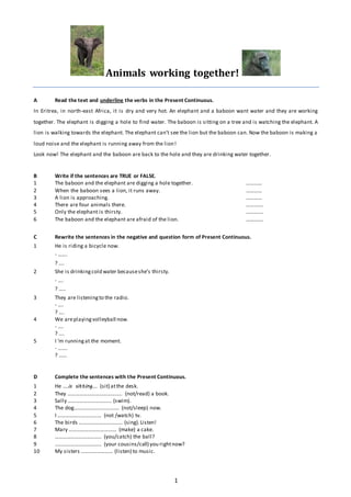 animal life, e-mails about school clubs, present continuous | DOCX ...