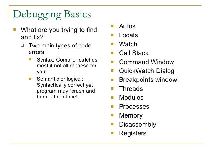 .NET Debugging Tips and Techniques