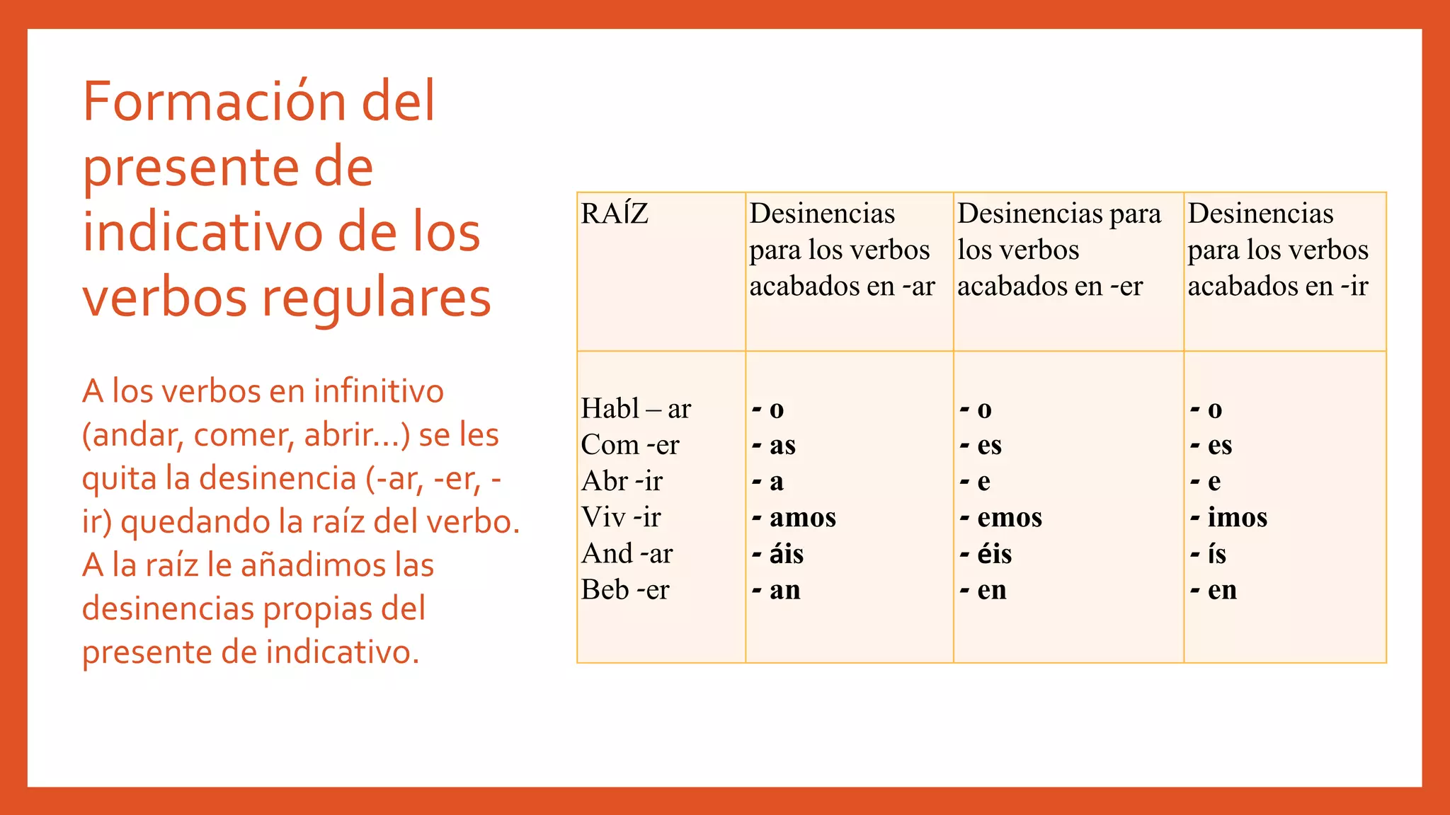 Presente de indicativo. verbos regulares | PPT