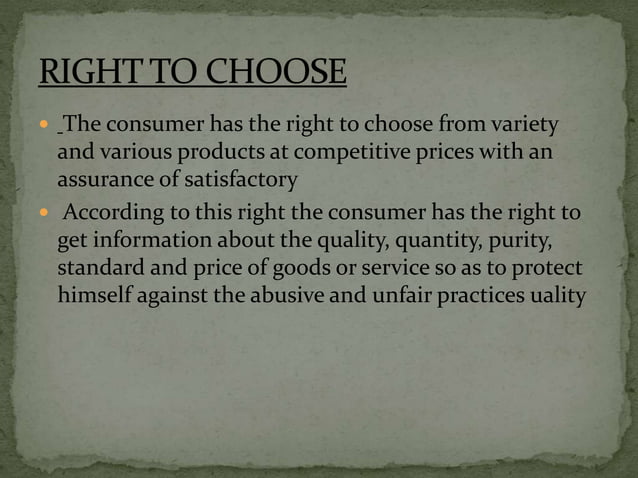 Consumer rights and responsibilities | PPTX | Household Supplies | Shopping