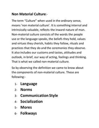 Non Material Culture Examples