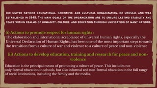 Role of UNESCO Promoting Peace Education. | PDF