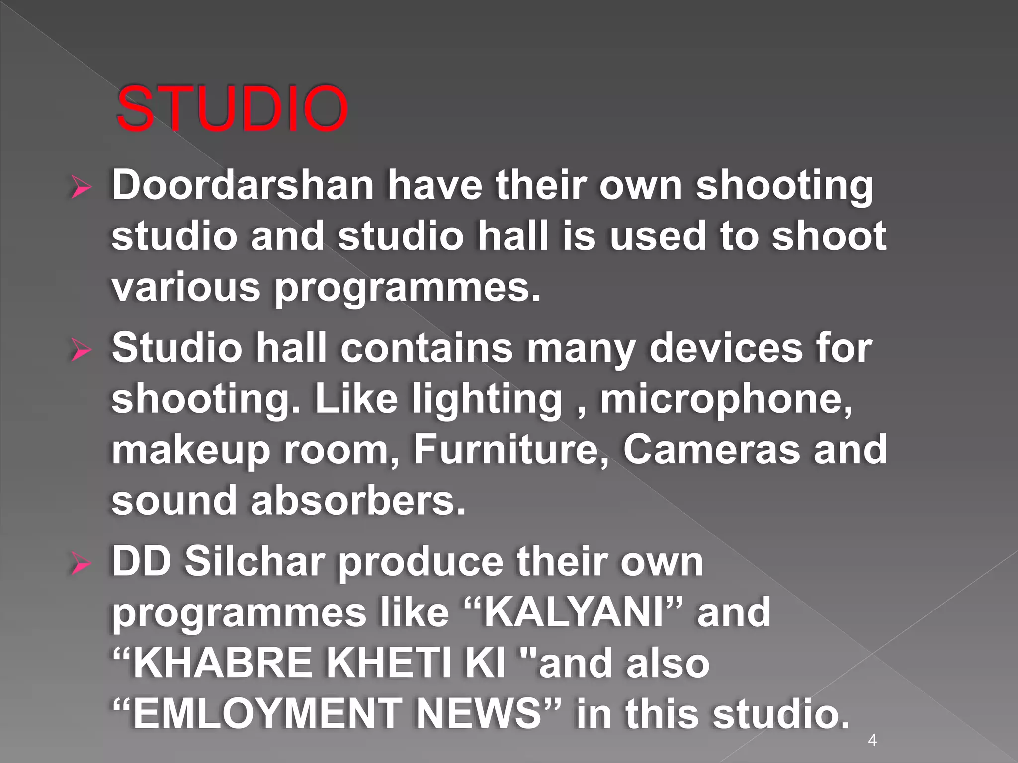 ppt Or report of training on doordarshan TV broadcasting | PPTX