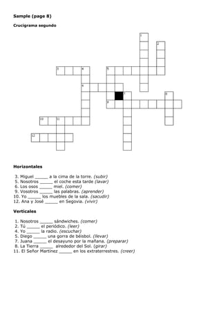 Presente de indicativo de verbos regulares sample 1 | PDF
