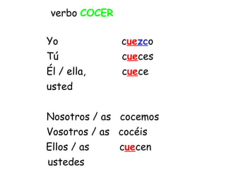 Presente de indicativo (verbos irregulares) 5 (doble irregularidad) | PPT