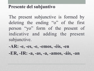 Presente del subjuntivo de los verbos regulares | PDF