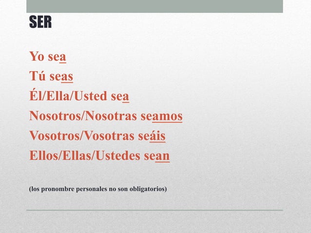 Presente del subjuntivo de los verbos SER y ESTAR | PDF