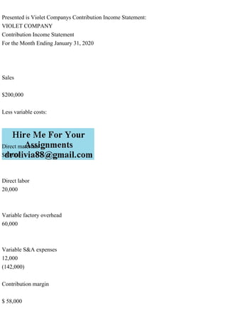 Presented is Violet Company s Contribution Income StatementVIOLET.pdf